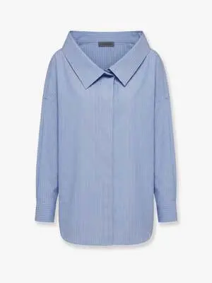 Balenciaga Oversized Cotton Stole Shirt - Blue