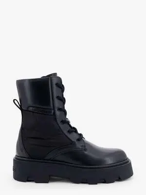 Moncler Aurea Leather And Nylon Boots - Black