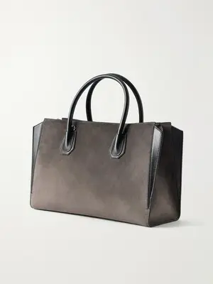 Givenchy Antigona Leather-trimmed Suede Tote - Gray