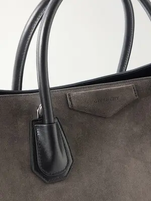 Givenchy Antigona Leather-trimmed Suede Tote - Gray