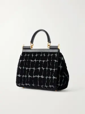 Dolce & Gabbana Leather-trimmed Velvet Top-handle Bag