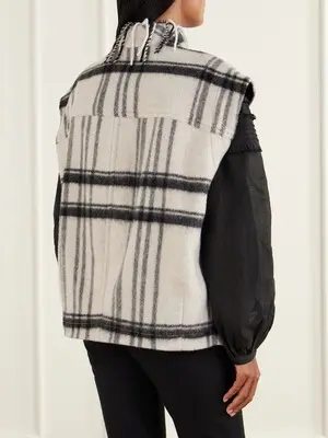 MARANT ETOILE Ginesa Fringed Checked Brushed Wool-blend Vest