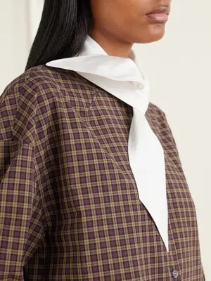 Marni Scarf-detailed Checked Cotton-poplin Shirt