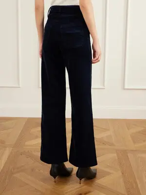 FRAME Le Slim Palazzo Shrunken Pocket Corduory High-rise Wide-leg Pants - Blue