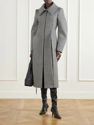 JEAN PAUL GAULTIER Gingham Wool-blend Long Coat
