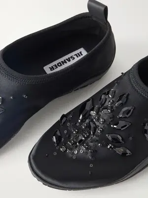 JIL SANDER Elbe Embellished Satin Slip-ons