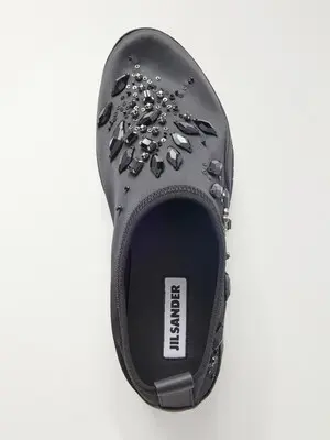 JIL SANDER Elbe Embellished Satin Slip-ons