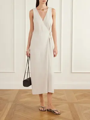 LESET Ari Crepe Wrap Midi Dress