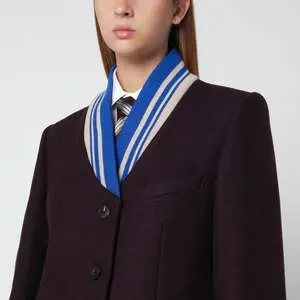 Dries Van Noten Aubergine Jacket With Striped Shawl Collar
