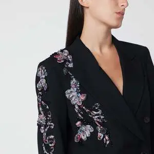 Dries Van Noten Double-breasted Jacket With Floral Sequinned Appliqués