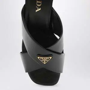 Prada Leather Mules With Triangular Logo