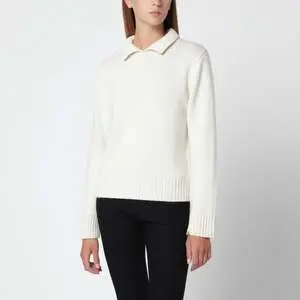 Extreme Cashmere Cream Cashmere Polo Sweater - White