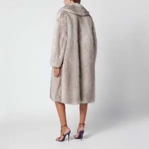 SWORD 6644 Pearl Beige Faux Fur Coat - Grey