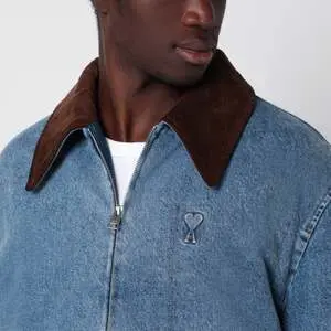 AMI Paris Faded-effect De Coeur Denim Jacket - Blue