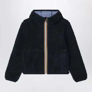 K-WAY Blue Reversible Teddy Fleece Jacket - Multicolor