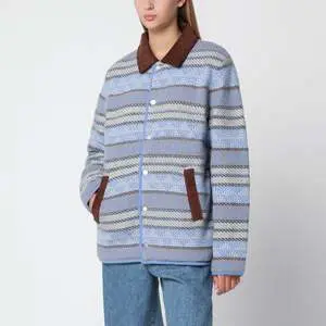 Guest In Residence Blue Western Industry Jacket With Jacquard Pattern