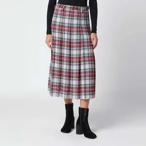 MAISON MARGIELA Long Pleated Wool-blend Skirt With Check Pattern - Multicolor