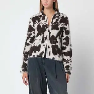 Guest In Residence Cashmere Zip-up Jacket With Cow Print
