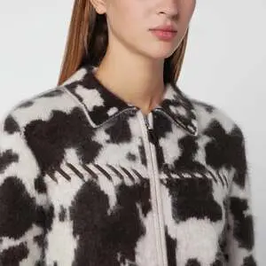 Guest In Residence Cashmere Zip-up Jacket With Cow Print