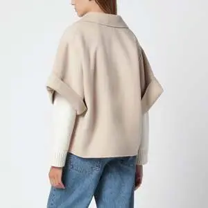 Max Mara Short Wool Drap Coat In Sand - Beige
