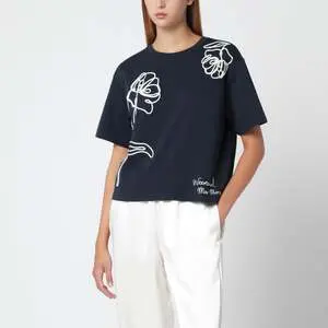 Max Mara Boxy Cotton T-shirt With Print - Blue
