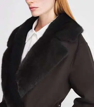 Kiton Cashmere Mink-lapel Wrap Coat