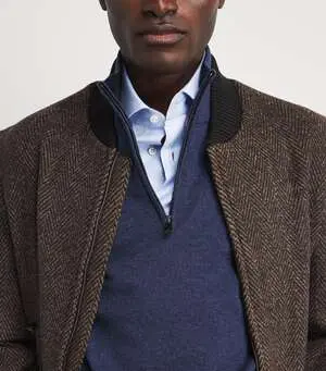 Corneliani Virgin Wool-cashmere Quarter-zip Sweater