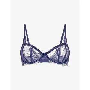 Lounge Reveal Logo Lace Balcony Bra - Navy