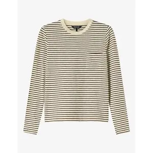 Whistles Striped Long-sleeve Cotton Top - Brown/multi