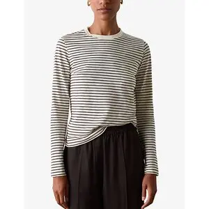 Whistles Striped Long-sleeve Cotton Top