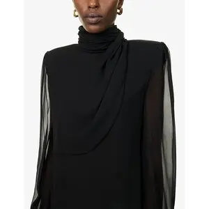 Valentino Garavani Draped High-neck Silk Mini Dress