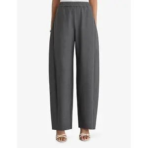 REISS Elle Barrel-leg Stretch-woven Trousers - Grey