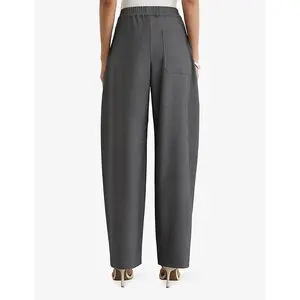 REISS Elle Barrel-leg Stretch-woven Trousers - Grey