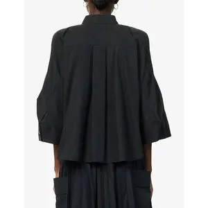 Sacai Oversize Cropped Cotton-blend Shirt