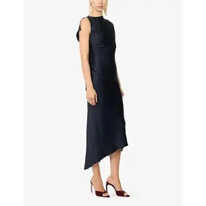 Victoria Beckham Kyra Crepe-back Satin Midi Dress - Midnight