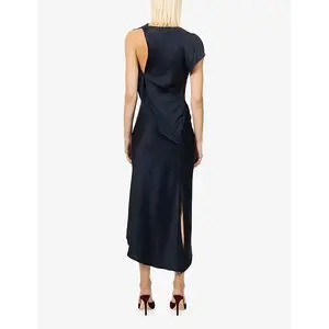 Victoria Beckham Kyra Crepe-back Satin Midi Dress - Midnight