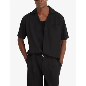 REISS Russo Cuban-collar Stretch-woven Shirt