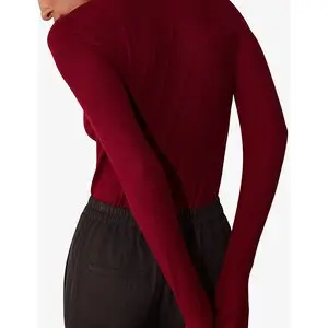 Whistles Essential Ribbed Crewneck Stretch-jersey Top - Red
