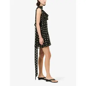 NEVER FULLY DRESSED Sophie Cowl-neck Crepe Mini Dress - Black