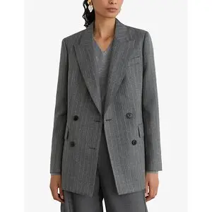 REISS Astrid Pinstripe Double-breasted Wool Blazer
