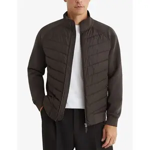 REISS Calvorn Hybrid Quilted-body Cotton-blend Jacket - Brown