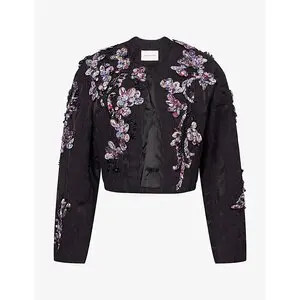 Dries Van Noten Bead-embellished Cropped Woven Jacket
