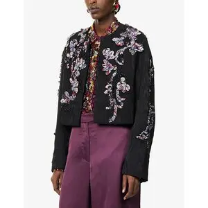 Dries Van Noten Bead-embellished Cropped Woven Jacket