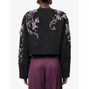 Dries Van Noten Bead-embellished Cropped Woven Jacket
