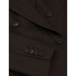 REISS Dawson Herringbone Double-breasted Stretch Wool-blend Blazer