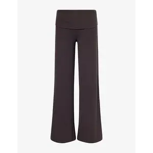 TALA 365 Rib Folded-waist Flared Jersey Trousers - Espresso