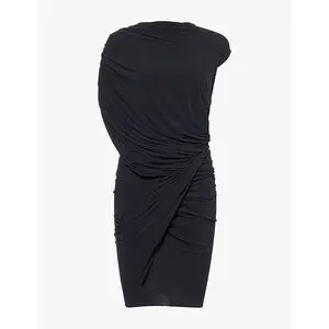 Rick Owens Ares Draped Jersey Midi Dress - Black