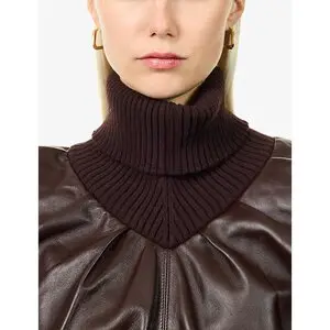 Victoria Beckham Roll-neck Long-sleeve Leather Top