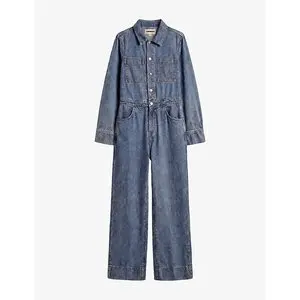 OMNES Diya Wide-leg Cotton Denim Jumpsuit