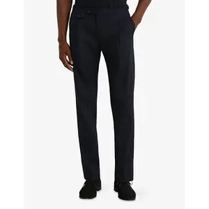REISS Float Tailored-fit Side-adjuster Cotton-blend Trousers
